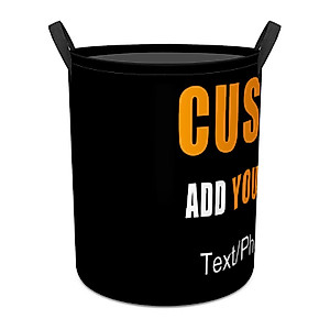 Custom Laundry Hamper - Personalized Collapsible Dirty Clothes Hamper Storage Basket for Nursery Bathroom Bedroom Living Room, Customized Circular Hamper with Handles Gift for Boys Girls Men Women