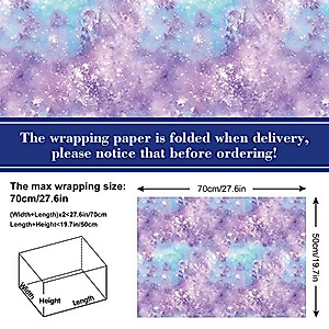 Whaline 12 Sheet Galaxy Wrapping Paper Purple Blue Dreamy Starry Sky Gift Art Wrapping Paper for Birthday Baby Shower DIY Crafts Gift Packing Supplies, 19.7 x 27.6 Inch, 6 Designs, Folded Flat