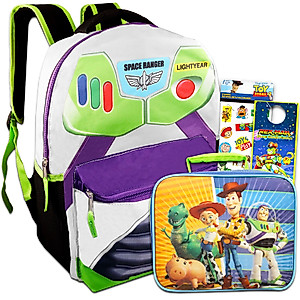 Buzz Lightyear Backpack with Lunch Box Set - Buzz Lightyear Backpack for Boys, Lightyear Lunch Box, Stickers, More | Toy Story Backpack for Kids