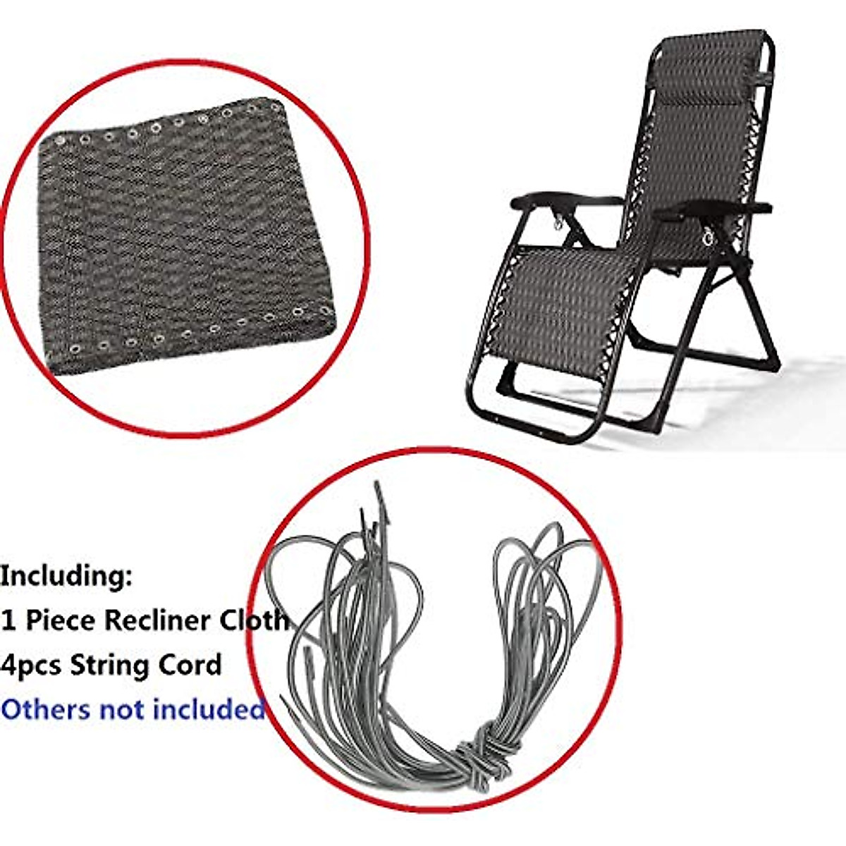JS&Walk Leisure Chair Fabric Cloth Replacement Kits with Tessforest Cloth and Cord Laces Universal for Zero Gravity Chairs, Patio Bench Lounge Couch, Garden Folding Chair (Gray Rhombus)