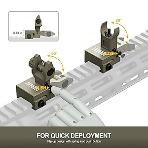 Feyachi Flip Up Rear Front and Iron Sights Best Backup fits Picatinny & Weaver Rails (Sand)