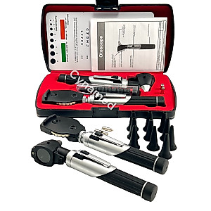 New Premium High Grade Home Use Student Otoscope Set Fiber Optic Digital Bright Led Ear Light Design 4X Magnification with Storage Washable Speculum Tips for Children Adults and Pets Cynamed