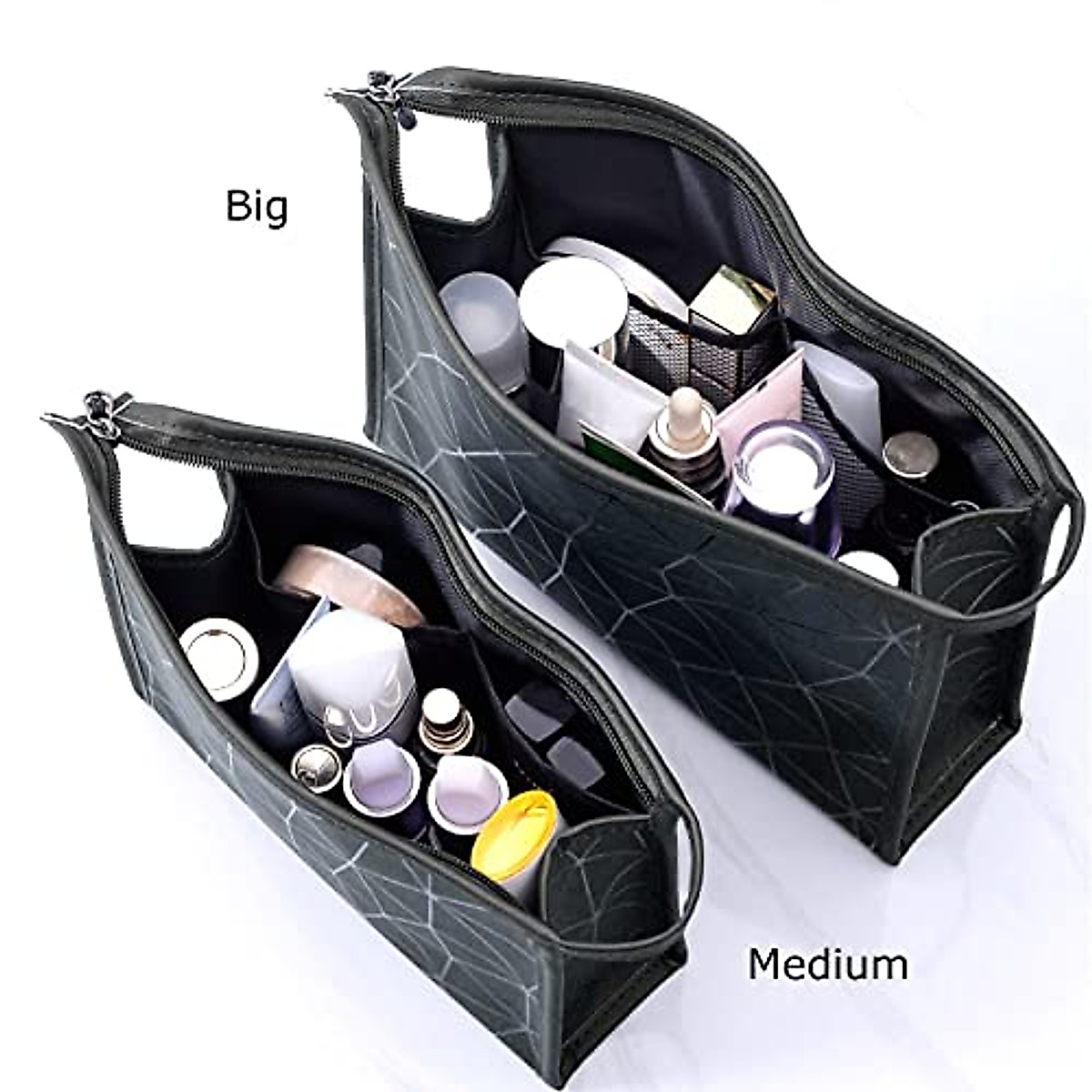 RNONDRY 3Pcs Makeup Bag Set for Women Travel Cosmetic Organizer Bag Large Zipper Pouch Toiletry Bag for Girls (3Size, Black)