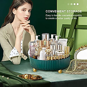 360° Rotating Storage Tray, 11.02 inches in Diameter, Cosmetics and Perfume Organizer, Desktop Storage Tray, Cosmetics and Skincare Storage Tray Large Capacity, Large Dark Green (11.02"×11.02"×3.93")