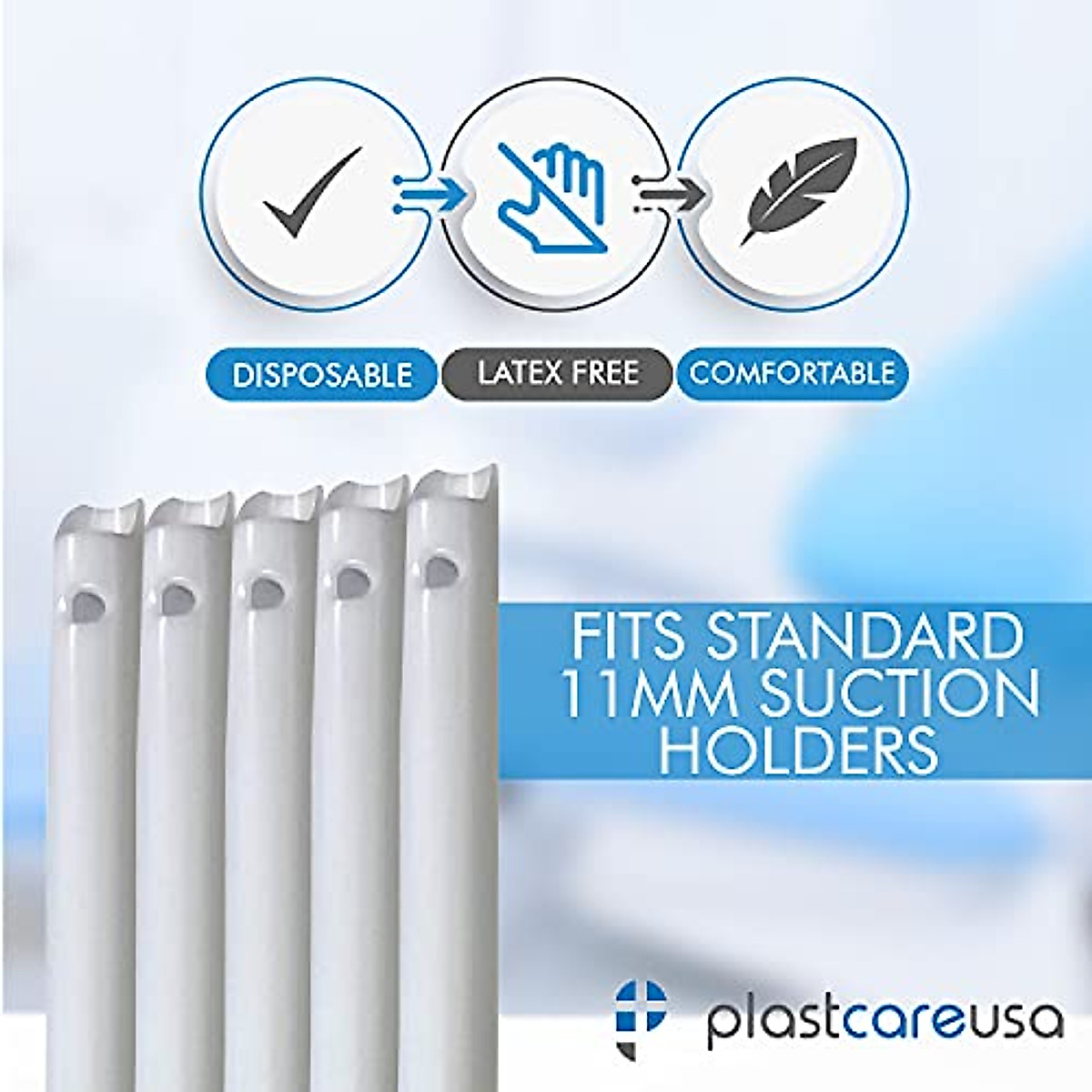 High Volume Evacuator HVE Tips - 1000 HVE Suction Tips Dental Disposable - Vented Evacuation Aspirator Tips with Smooth Edges (White - 10 Bags of 100) by PlastCare USA