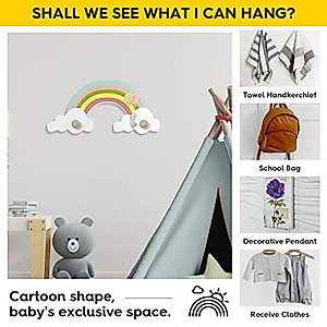 Jfbav Wooden Coat Hook Rainbow Wall Hanging Wall Hook Cute Children's Room Creative Children's Room Wall Clothes Hat Hanger…