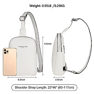 Aeeque Fanny Pack Crossbody Bags for Women Versatile, Sling Backpack Cross Body Vegan Leather,Easy Carrying Daypack Chest Sling Bag with Silver Zipper for Women Tavel Theme Parks, White