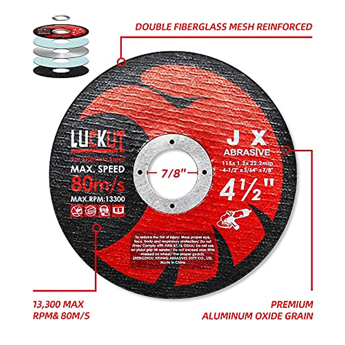 LUCKUT Cut-Off Wheels Cutting Wheel Disc 4-1/2"x3/64''x7/8'' Thin Metal Stainless Steel Cutting Cut Off Disc Blades Grinding Wheel for Angle Grinders 25-Pack