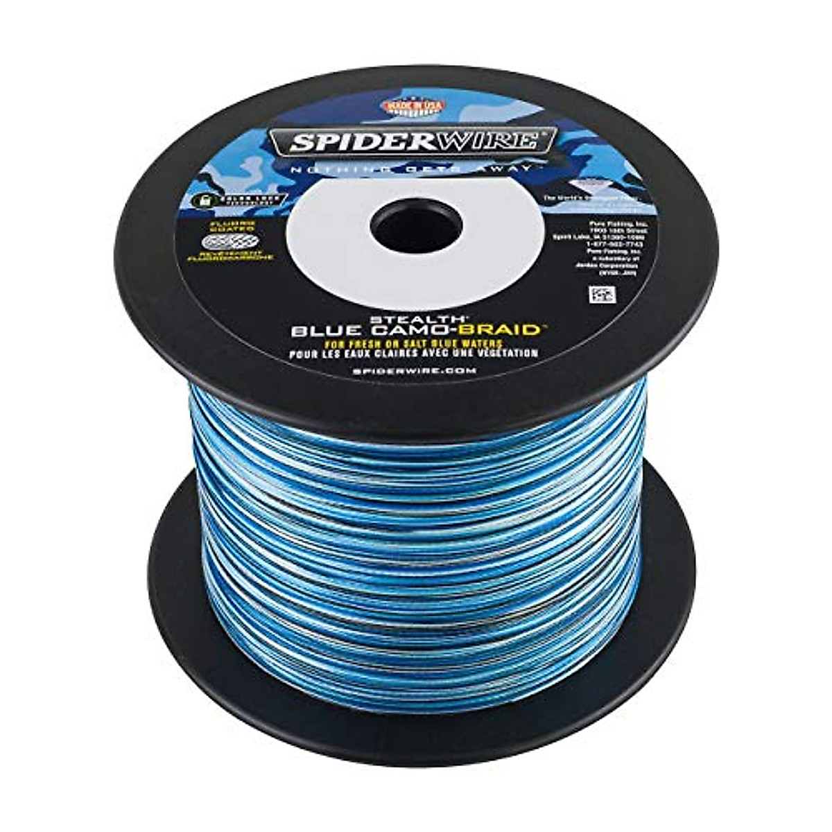 SpiderWire Stealth® Superline, Blue Camo, 50lb | 22.6kg, 1500yd | 1371m Braided Fishing Line, Suitable for Saltwater and Freshwater Environments