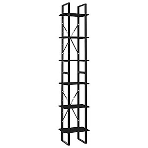 QZZCED 6-Tier Book Cabinet,Corner Bookshelf,Narrow Bookcase,Living Room Bookshelf,Office Bookshelf,for Living Room, Bedroom, Study, Hallway, Black 15.7"x11.8"x82.7" Chipboard