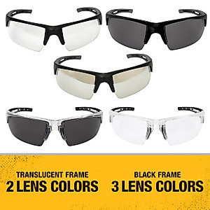 DEWALT Unisex DPG100 Half Frame Comfort Fit Protective Eyewear Black Frame Smoke Lens