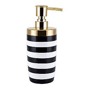 Allure Home Creation Derby 3-Piece Ceramic Bathroom Accessory Set Black & White with Metallic Gold Finish