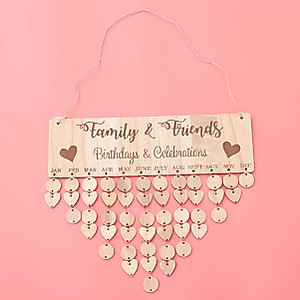 BESPORTBLE Wall Calendar SimpleCreative Nordic Style Hanging Wooden Calendar Pendant for Store Office Home Reminder Wall Calendar