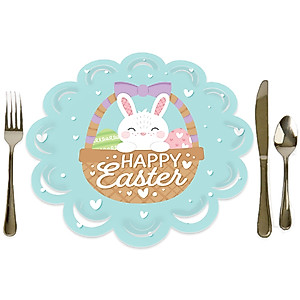 Big Dot of Happiness Spring Easter Bunny - Happy Easter Party Round Table Decorations - Paper Chargers - Place Setting For 12