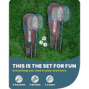Boulder Sports Badminton Racket Set - Lightweight Badminton Rackets with 3 Shuttlecocks and Racquet Case - Badminton Set for Backyard or Outdoor Games