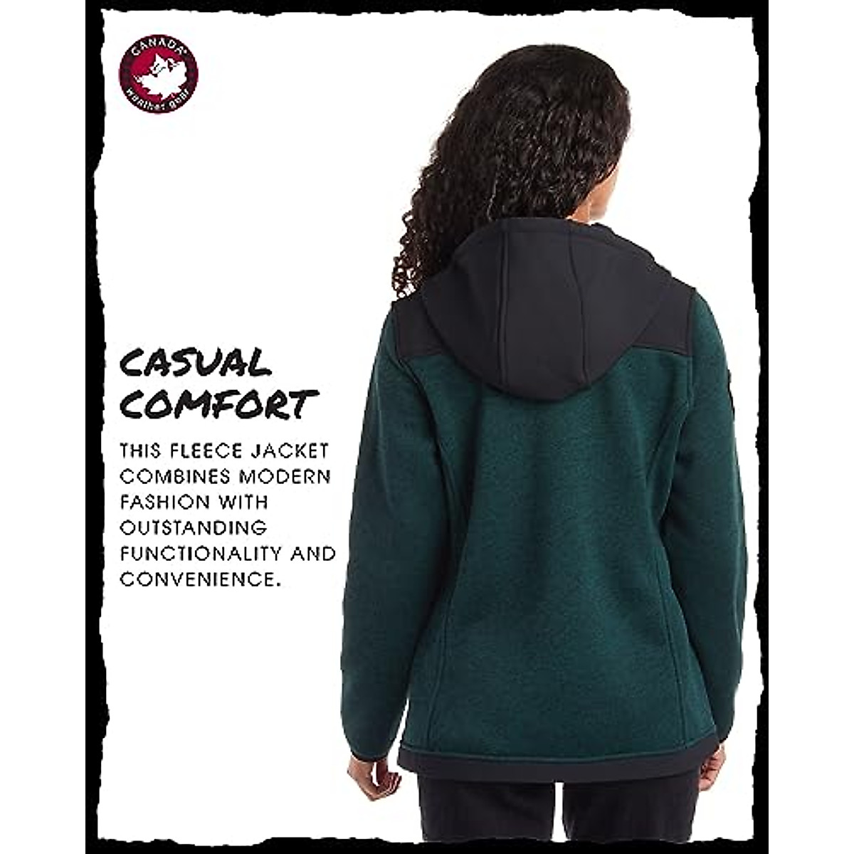 CANADA WEATHER GEAR Women’s Jacket – Lightweight Sweater Fleece Sweatshirt Jacket (S-XL), Size Large, Ponderosa Green