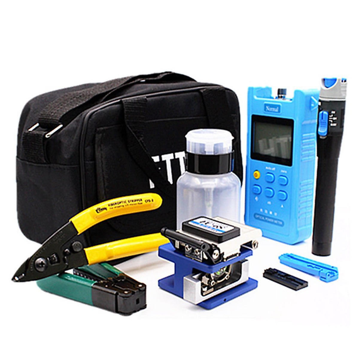 18 in 1 FTTH Fiber Optic Tool Kit with FC-6S Cleaver Optical Power Meter Visual Fault Locator Finder Cable Cutter Stripper 5km