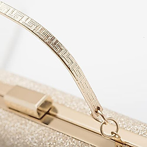 Women Elegant Clutch Purses Vegan Leather Crossbody Evening Bags with Chain Strap for Date Night Out Wedding Party Prom, Champagne