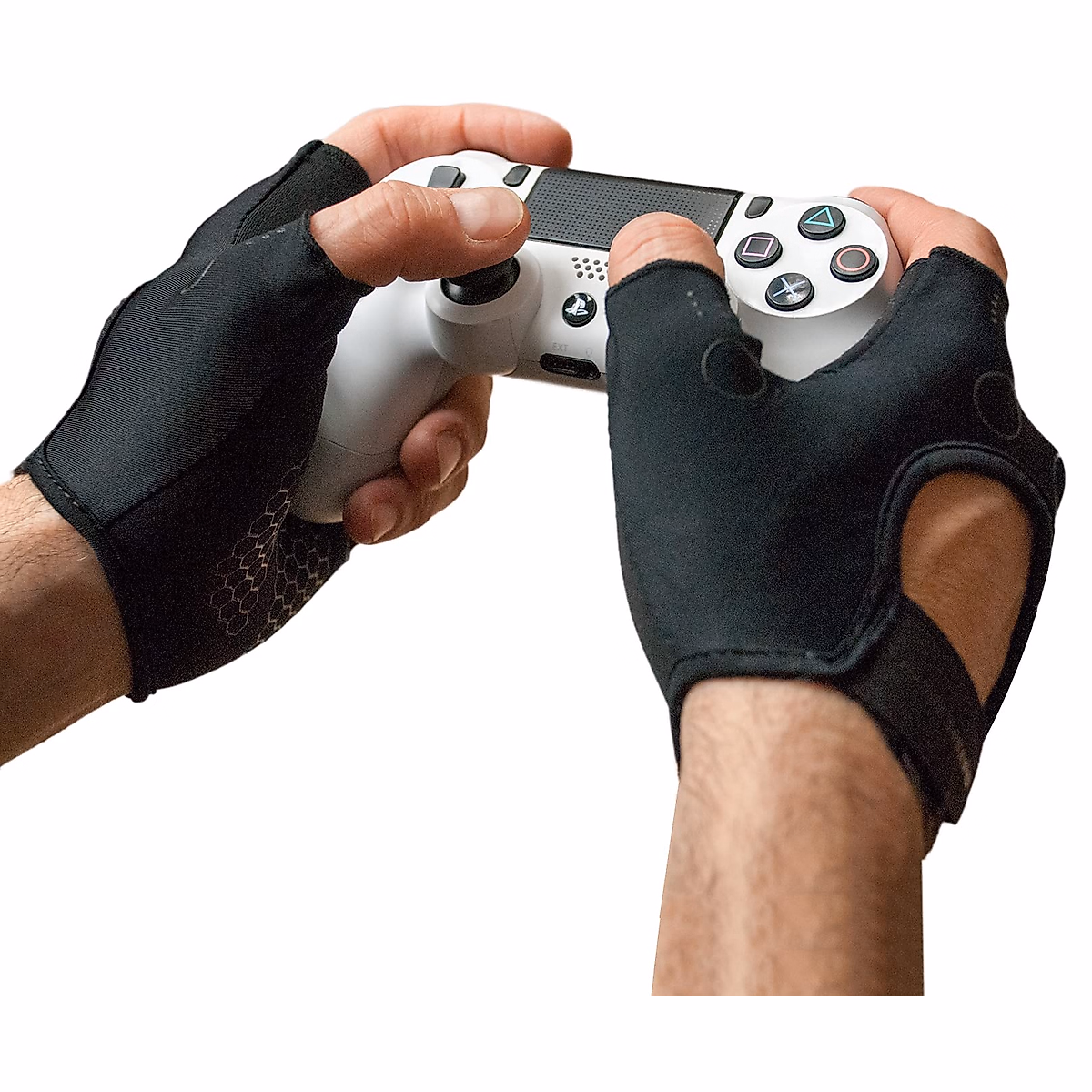 Foamy Lizard Gaming Grip Gloves Hexotech Pro Gamer Anti-Sweat Fingerless Tactical Gloves for Controller Grip for Xbox Series X, PlayStation 5 Dualsense (Pair of Gloves) LG