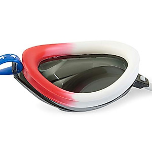 Speedo Unisex-Adult Swim Goggles Vanquisher Extended View, Mirrored Red/White/Blue/Grey