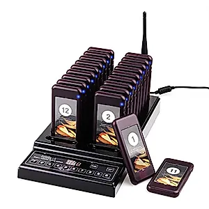 Retekess T112 Restaurant Pager System,Restaurant Buzzer with Transmitter and 20 Chargeable Pagers for Restaurant,Food Truck,Hospital,Church