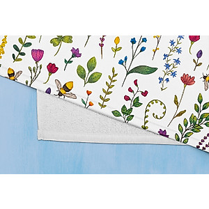 Spring Flower Print Hand Towel - Bumblebee Kitchen Towel - Bathroom Hand Towel - Cotton Terry Cloth - 15"x25"