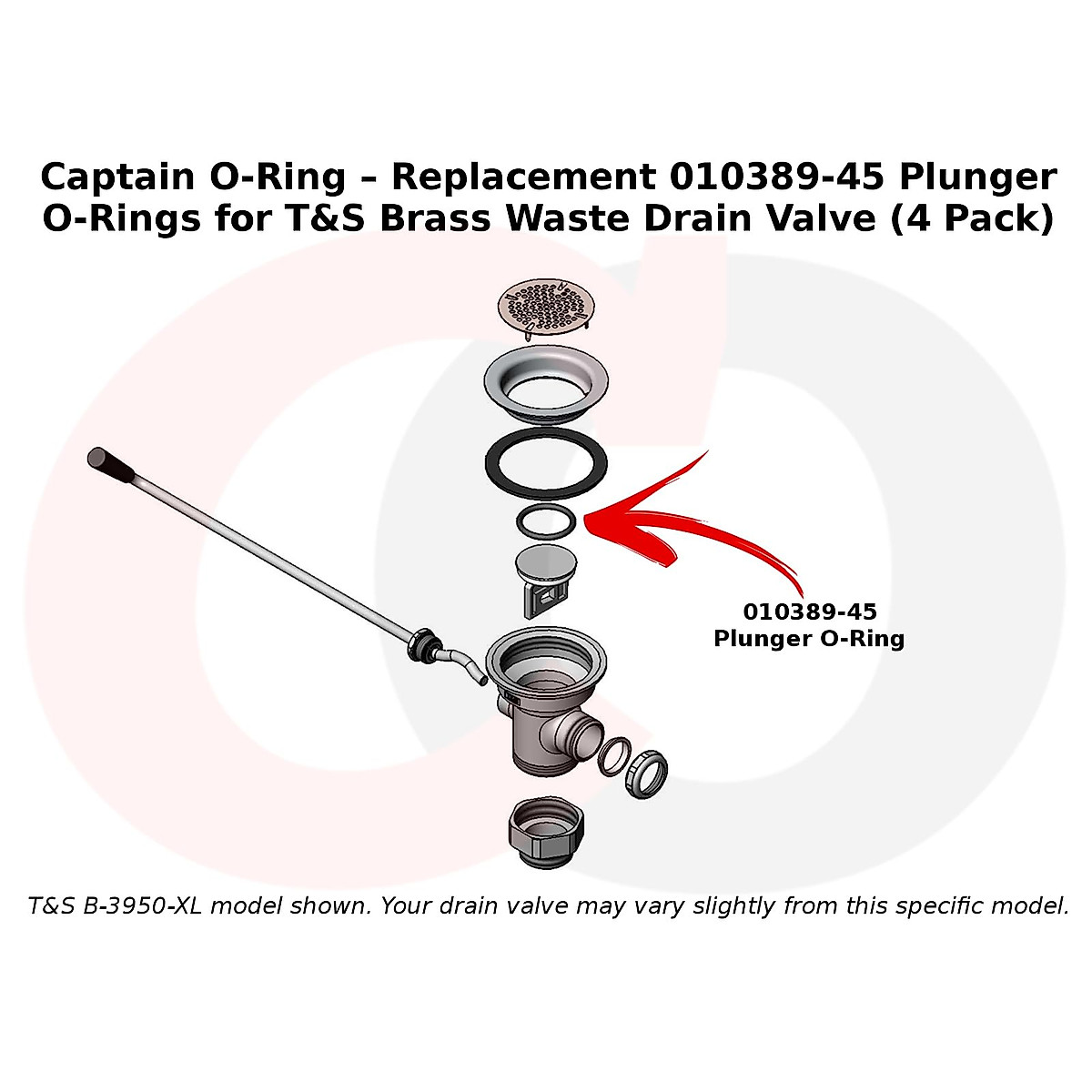 Captain O-Ring – Replacement Plunger O-Rings for 3-Tier Sink Drain, T&S Brass 010389-45 Twist Waste Drain Valve Rubber Stopper Oring (4 Pack)