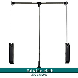 Floating Shelves Liftable Clothes Hanger Dormitory Clothes Bar Closet Hardware Pull-Down Clothes Rail Closet Pole Clothing Finishing Rack, Adjustable Width, Wall Mounting Industrial Wall Frame …