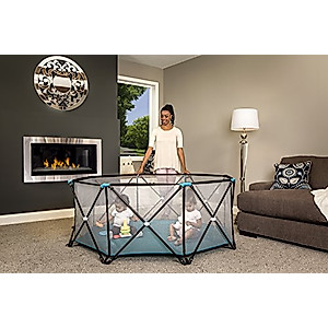 Regalo My Play Deluxe Extra Large Portable Play Yard Indoor and Outdoor, Bonus Kit, Washable, Teal, 8-Panel