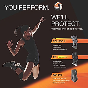 Active Ankle AS1 Pro Lace Up Ankle Brace, Ankle Support with Laces for Men & Women, Protection & Sprain Support for Volleyball, Rugby, Basketball, Low Profile, Black, Medium