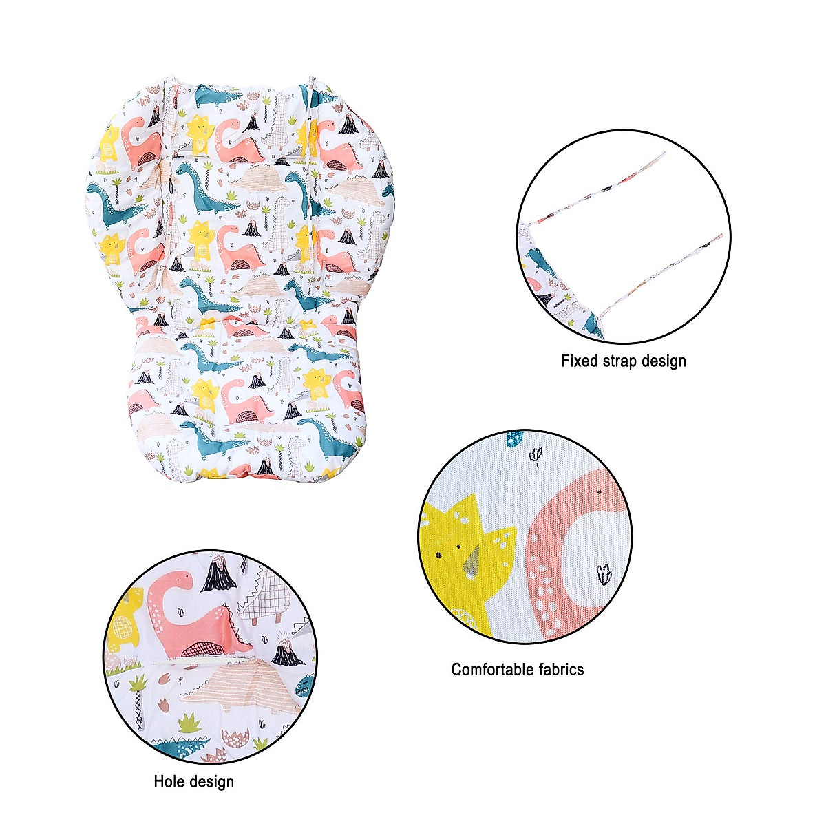 twoworld High Chair Cushion, Large Thickening Baby High Chair Seat Cushion Liner Mat Pad Cover Breathable (Dinosaur)