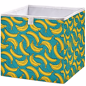 visesunny Closet Baskets Banana Storage Bins Fabric Baskets for Organizing Shelves Foldable Storage Cube Bins for Clothes, Toys, Baby Toiletry, Office Supply