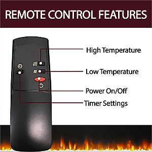 Cambridge Electric Fireplace Insert for Mantel with Realistic Flames & Enhanced Charred Log Display with Remote Control, Modern Indoor Heating for Home & Rooms up to 210 Sq.Ft. (23" x 17.1" x 5")