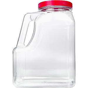 Dubble O 4-Pack Clear Wide Mouth Plastic Jar for Dry Goods/Spice Jar with Handle and Lid - 160 oz. / 1.25 Gallon - Food and Household Supplies Storage Container/Organizer