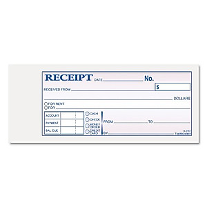 Adams Money/Rent Receipt Book, Carbonless, 3-Part, 2-3/4 x 7-3/16 Inches, 50 Sets per Book (TC2701)