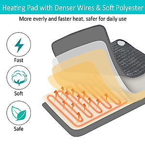 Electric Heating Pads for Back/Shoulders/Neck/Knee/Leg Pain, Period Cramps and Arthritis Relief, 10 Fast Heat Settings, Auto Shut Off, Moist Dry Heat Options, Christmas Gifts Hot Heated Pad 12"x24"