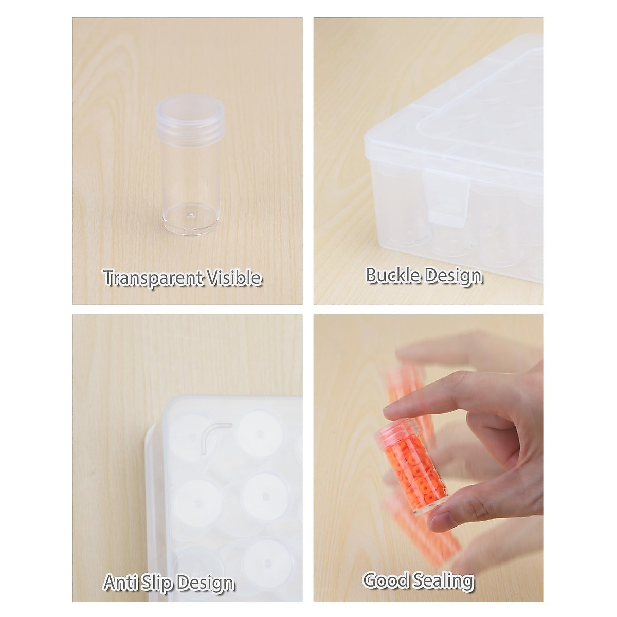 Embroidery Diamond Painting Storage Container, 49 PCS Mini Clear Beads Organizer Boxes and Portable Plastic Container Jars with Screw Lids for Diamond Art, Nail Accessories, and Seeds