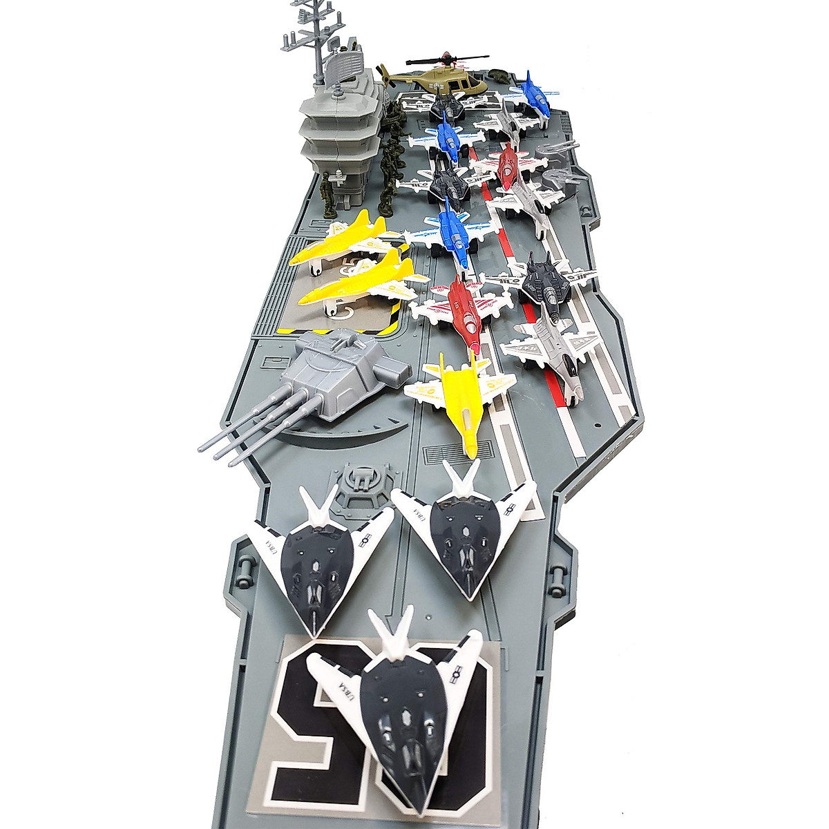 33 Inch Aircraft Carrier with Soldiers Jets Military Vehicles (18 Fighter Jets)