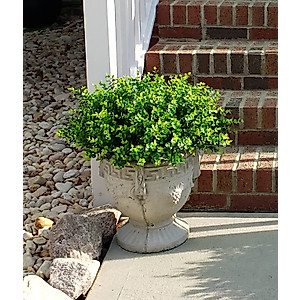 Ouddy Decor 8 Bundles Artificial Greenery Stems Fake Plants Outdoor UV Resistant Faux Plastic Boxwood for Kitchen Office Garden Porch Farmhouse Window Box Home Decor