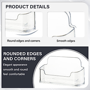 DMFLY Business Card Holder for Desk - 4 Pack Acrylic Business Card Holder Display Plastic Business Card Stand Desktop Business Card Holders for Exhibition, Home & Office, Fits 30-50 Business Cards