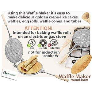 Waffle Maker - Waffle Cone Maker - Krumkake Iron - Wafer Maker - Waffle Makers - Waffle Cone Maker Machine - Stroopwafel Maker - Ice Cream Cone Maker - Wafer Iron - Stroopwafel Iron - Вафельница
