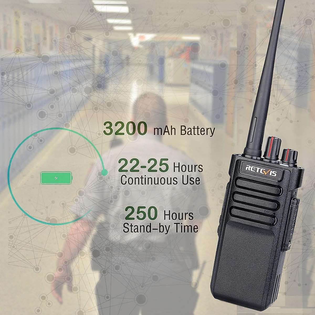 Retevis RT29 Two Way Radio, Heavy Duty 2 Way Radio, Walkie Talkies Long Range Rechargeable with 3200mAh, Fall-Resistant, for Construction School(6 Pack)