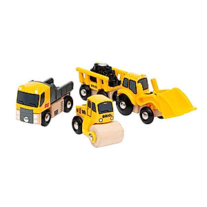 BRIO Construction Vehicles - Premium Wooden Toy Train Set | Fun and Educational | Easy Magnetic Couplings | FSC Certified Wood | Ideal Christmas or Birthday Gift