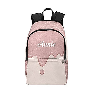 SunFancy Rose Pink Glitter Flow Drop Personalized Casual Backpack Unisex Travel Daypack for Teen Adult Boys Girls