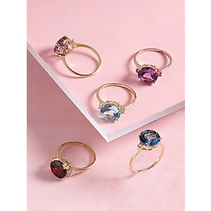 YoTreasure 3.90 Ct. London Blue Topaz Pink Tourmaline Solid 10kt Rose Gold Engagement Ring