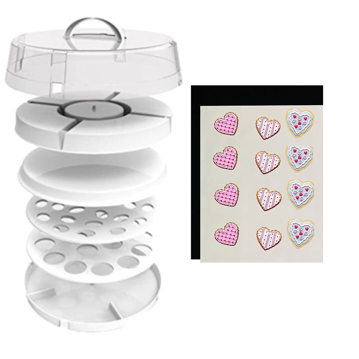 Crazy Chef Cake and Cupcake Carrier With Handle - Pie Carrier Deviled Egg Tray and Collapsible cupcake holder-Cookie Holiday Party Platter With Two Free Non Stick Baking Sheets