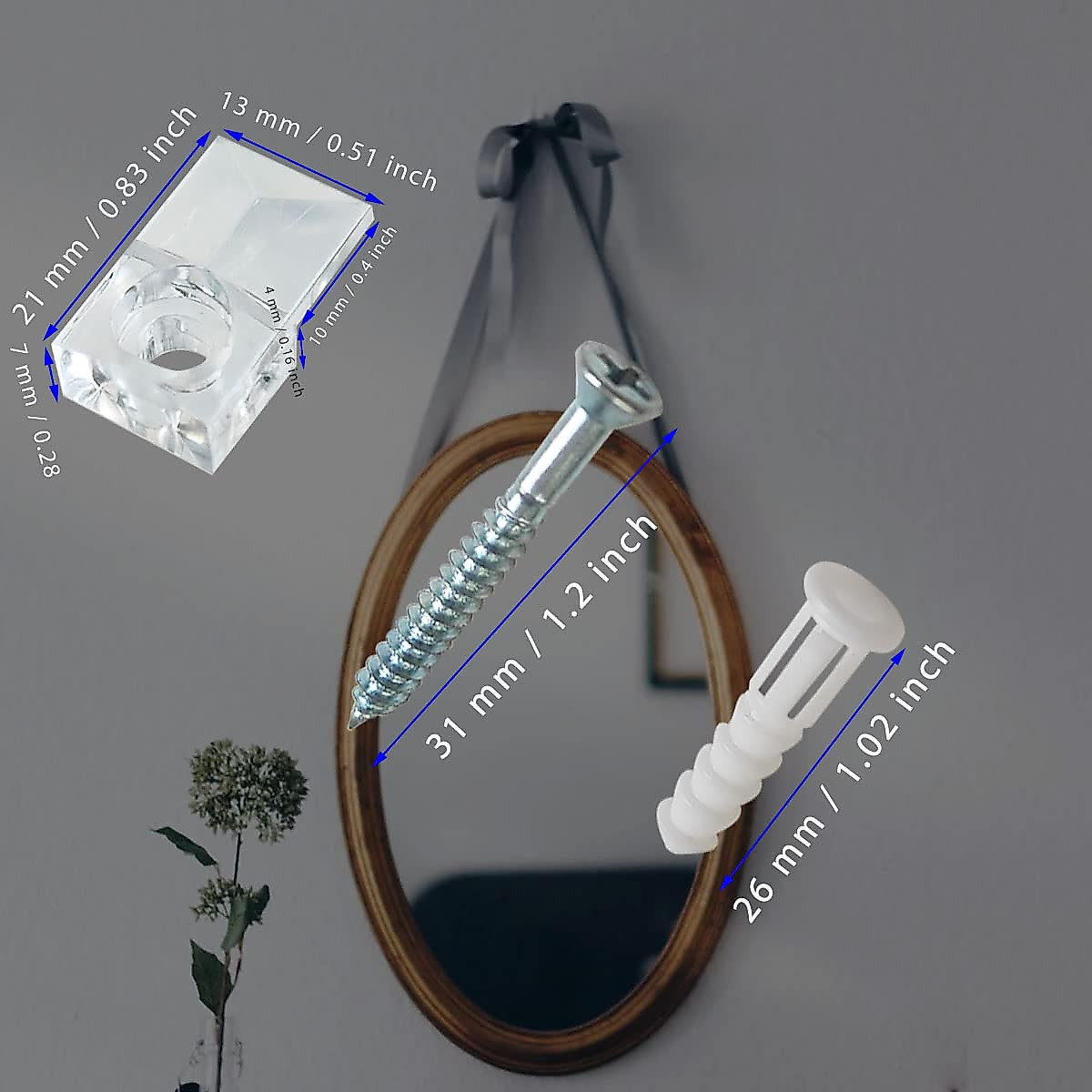 20 Set of Mirror Holder Clips, Mirror Holder Clips Kit,Glass Retainer Clips Kit,Glass Crystal Clear Plastic Mirror Clip ,Mirror Mounting Clip, Glass Retainer Clips