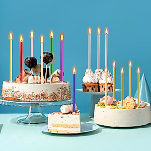 IBLESSU 48 Pcs Birthday Candles - Long Birthday Candles, Cake Candles, Tall Birthday Candles, Party Candles, Cake Candles for Birthday Wedding Decorations Champagne Gold Birthday Candle