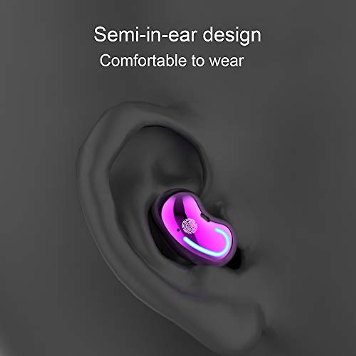 Heave TWS in-Ear Headphones Wireless Earbuds,Bluetooth 5.0 Noise Reduction Headset with Mic 3D Stereo Headset for Sport Running Purple