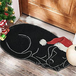 Christmas Dog Rug, 35×20'' Fun Dog Carpet Door Mat, Non Slip Washable Welcome Door Mat, Cute Christmas Winter Doormats for Indoor Outdoor Entrance Home Bathroom Bathroom Living Room (C)